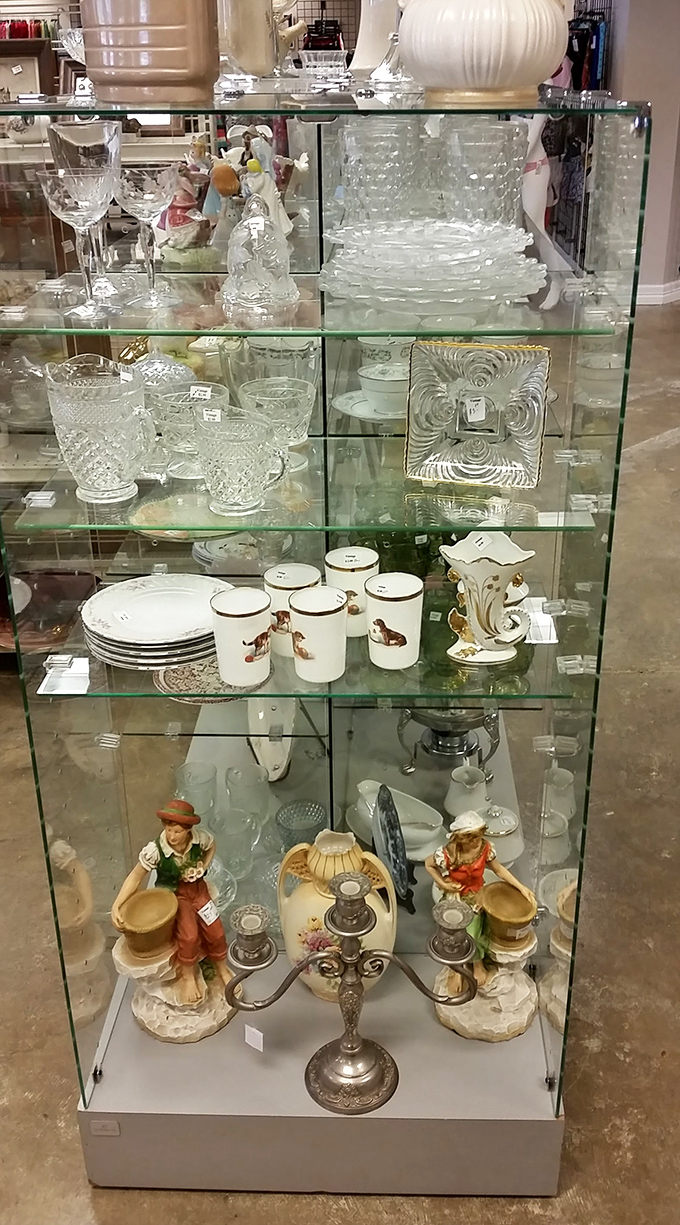 Crystal catches light while porcelain figurines stand guard&mdash;this isn't your grandmother's china cabinet, but it could certainly become yours.
