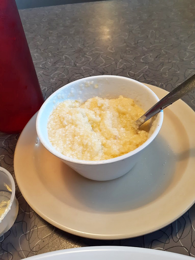 A bowl of creamy grits sits ready for its close-up&mdash;the humble corn dish that's found an appreciative audience far from its Southern roots.