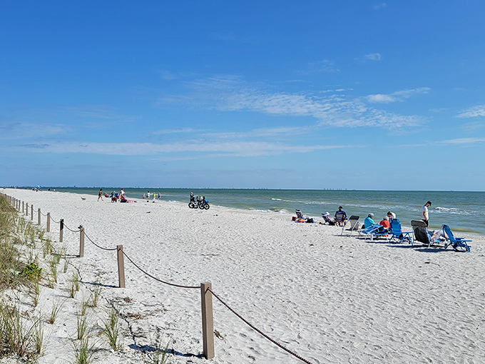 Beach math: white sand + blue water + minimal crowds = the reason people move to Florida and never look back.