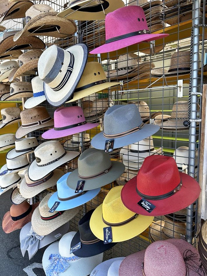 Colorful hats create a rainbow of possibilities, from practical sun protection to bold fashion statements.