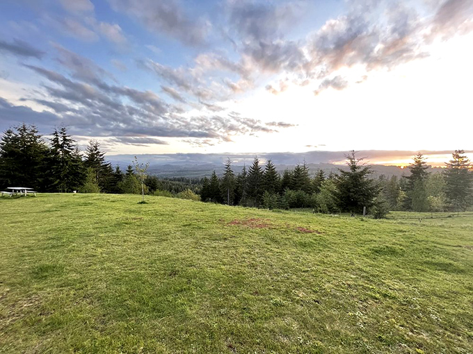 Sunset paints the Coast Range in watercolor hues. This view alone is worth the price of admission&mdash;and possibly framing.