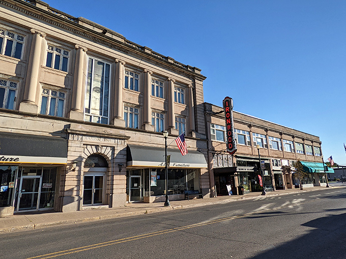 The Historic Ironwood Theater's marquee promises entertainment the old-fashioned way&mdash;no streaming subscriptions or buffering required.