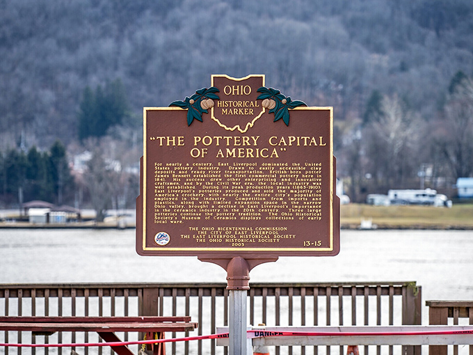 This historical marker tells the tale of "The Pottery Capital of America," where clay and creativity built an industry that shaped American dining tables.