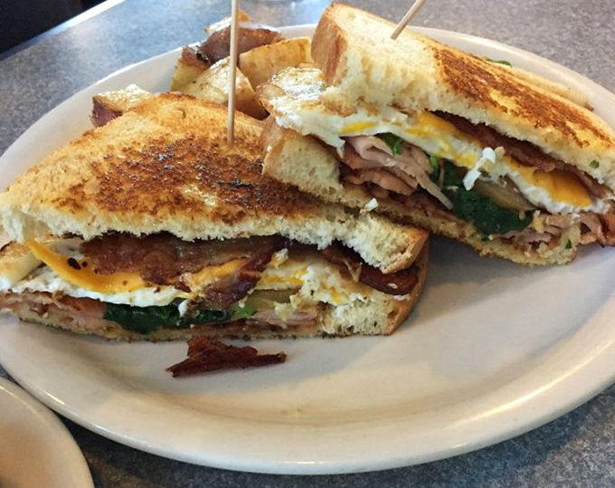 Breakfast architecture at its finest&mdash;layers of flavor stacked between perfectly toasted bread. The kind of sandwich that makes you forget all about your "healthy eating" resolutions.