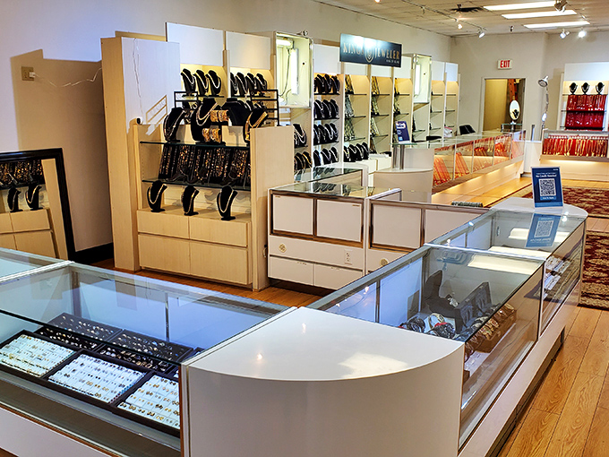 Jewelry displays that whisper "treat yourself" while your practical side tries to remember if you actually need another necklace. Spoiler alert: you do.