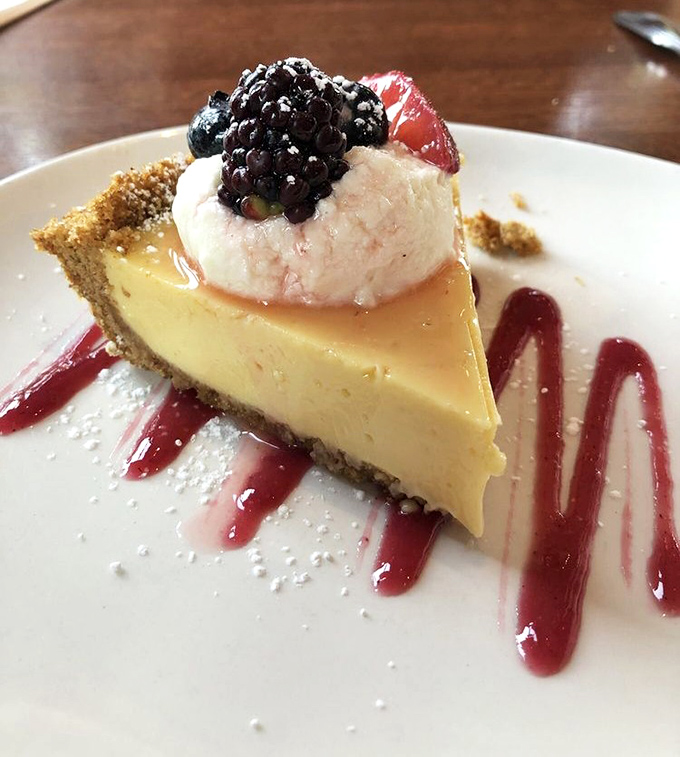 Key lime pie that strikes the perfect balance between sweet and tart. That dollop of whipped cream and fresh berries isn't just garnish&mdash;it's the exclamation point.