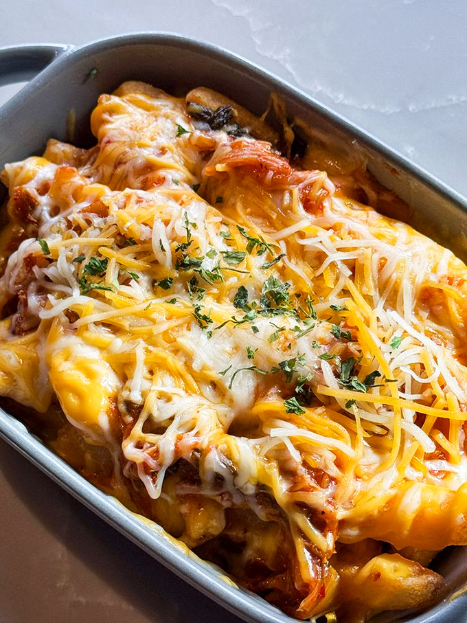 Kimchi cheese fries &ndash; where East meets Midwest in a bubbling cauldron of cultural fusion that your taste buds never knew they needed.