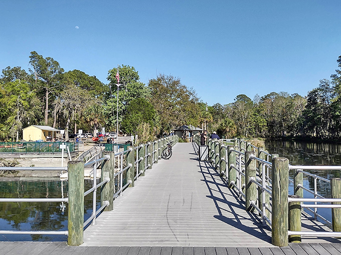 This wooden bridge isn't just a path—it's a portal to Florida as it was before mouse ears and roller coasters took over the state's identity.