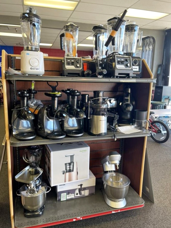 The small appliance section could stock a cooking show&mdash;blenders, mixers, and juicers galore, all priced less than what you'd spend on a fancy coffee.