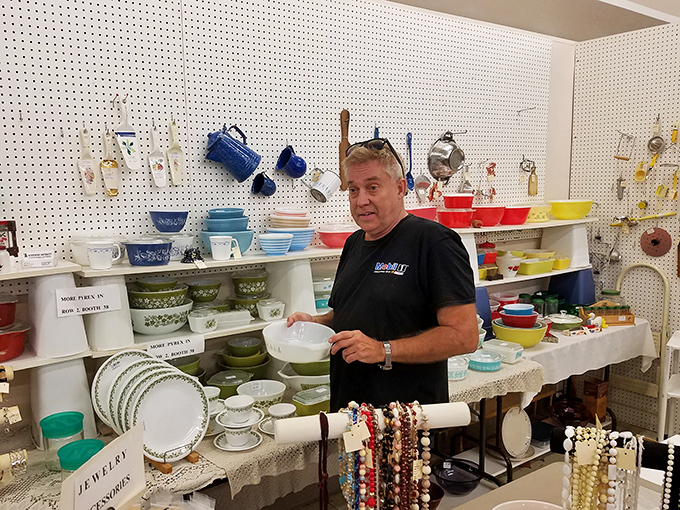 One vendor's kitchen collection sparkles with vintage Pyrex and dishware that outlasted three presidential administrations.