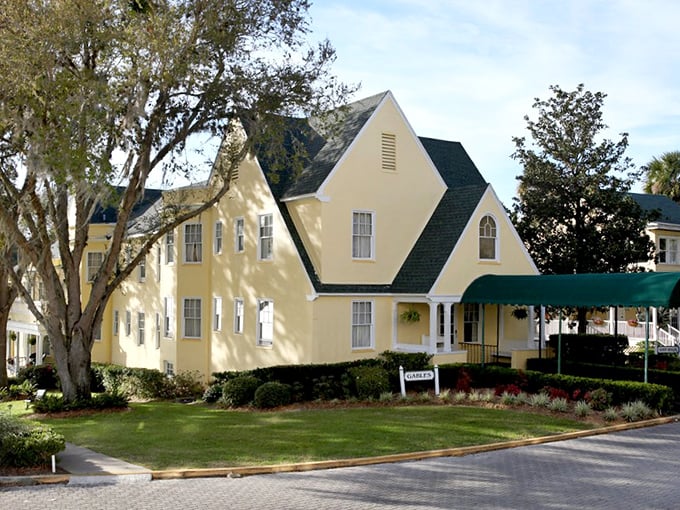 The historic Lakeside Inn's sunny yellow facade has welcomed visitors since 1883. If these walls could talk, they'd probably ask for a cocktail on the veranda.