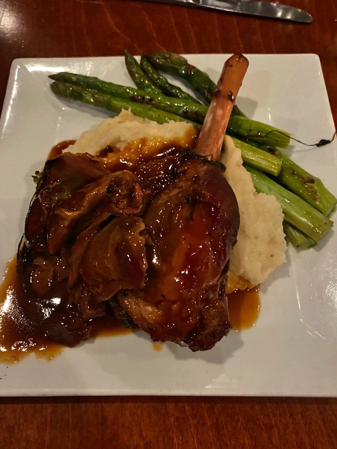 This glazed lamb shank with asparagus represents comfort food elevated to an art form worth celebrating.