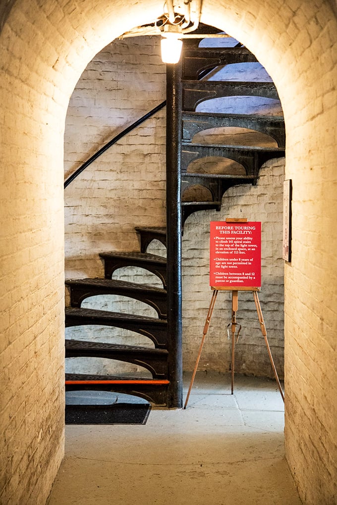 These spiral stairs have witnessed over a century of footsteps. Each step up is another step back in time.