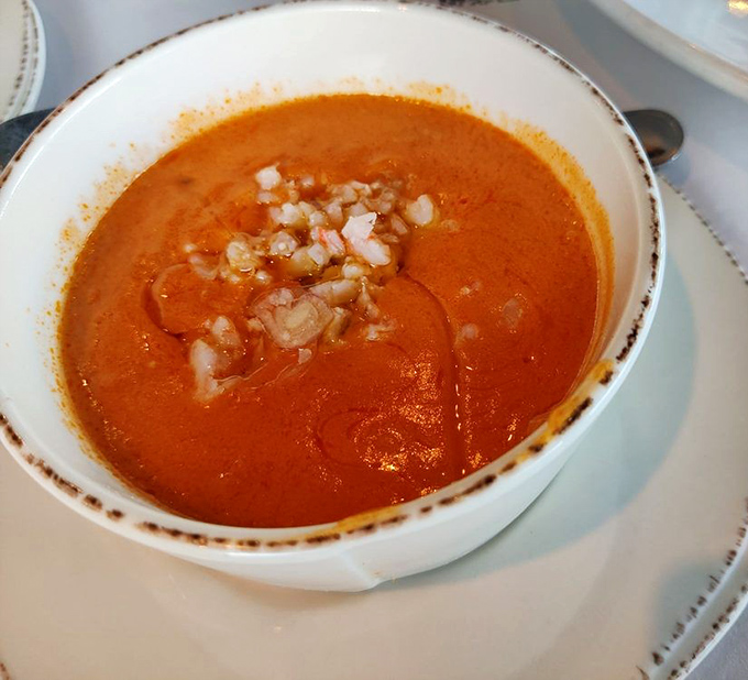 Lobster bisque so velvety, it makes cashmere jealous – pure liquid luxury in a bowl.