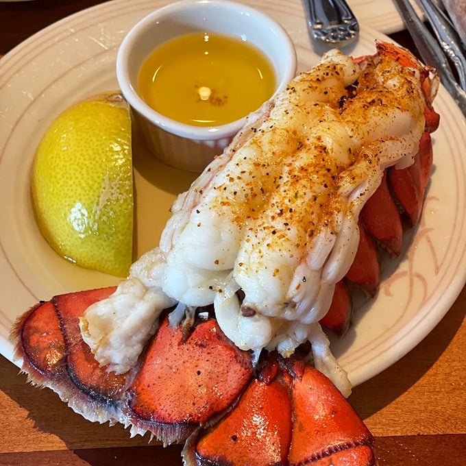 Lobster tail so perfectly prepared it makes you wonder if mermaids are secretly working in the kitchen. The butter sauce is practically liquid gold.