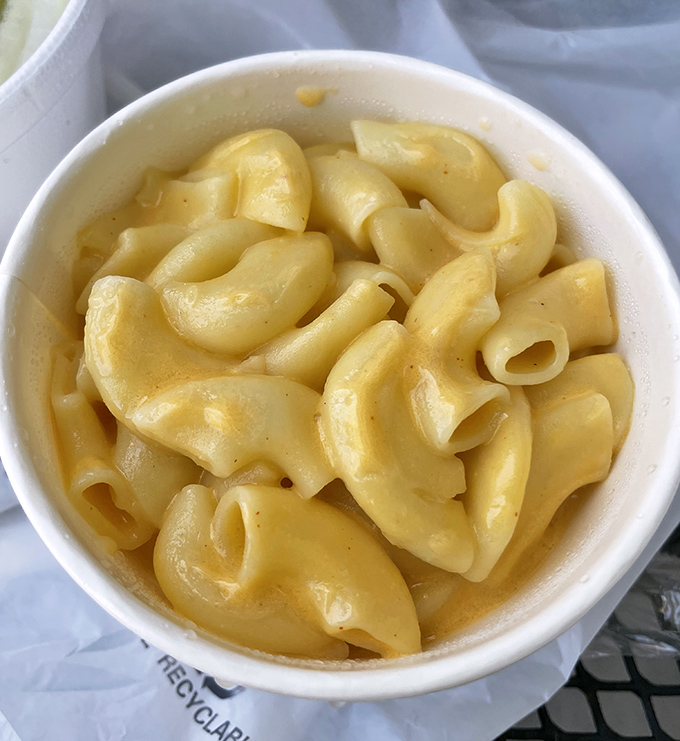 Mac and cheese so gloriously molten and comforting, it could make even the most dignified adult fight for the last spoonful.