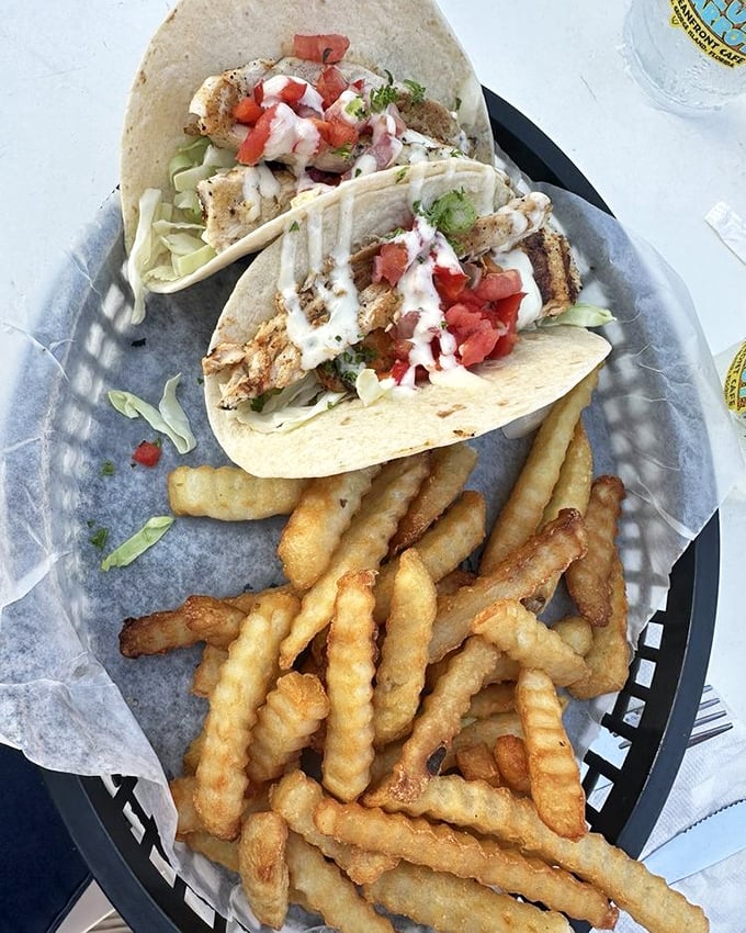 Fish tacos done right&mdash;fresh, vibrant, and served without fuss. The kind of meal that makes you consider extending your vacation indefinitely.