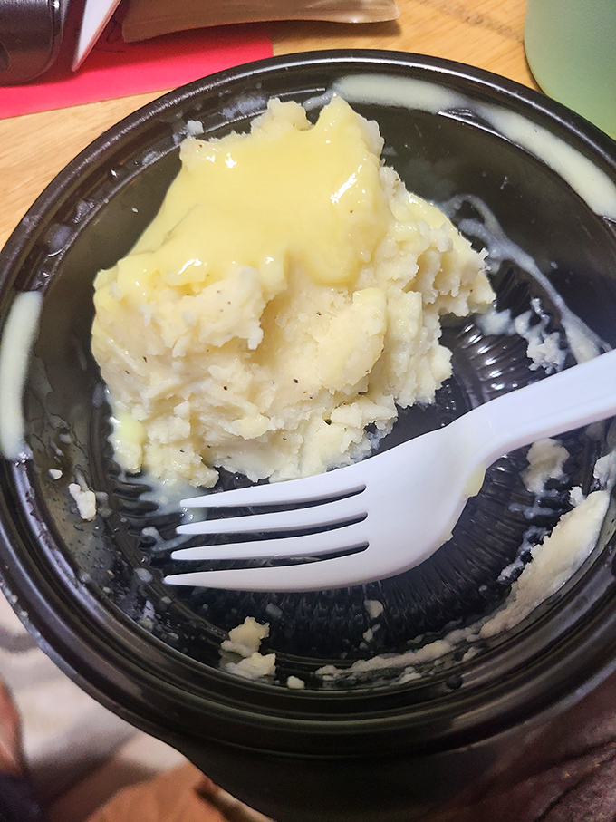 Buttery mashed potatoes with a perfect divot for gravy&mdash;the supporting actor that sometimes steals the show from the crispy chicken star.