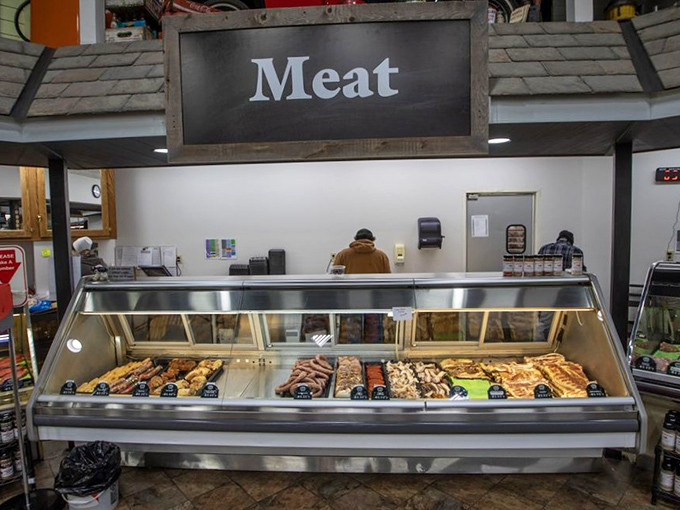 Simple signage belies the complexity within—a meat counter that transforms ordinary dinners into memorable feasts.