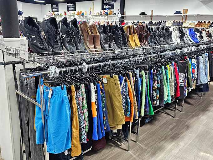 The men's section: where your next job interview outfit and weekend casual wear live harmoniously together without terrorizing your credit card.