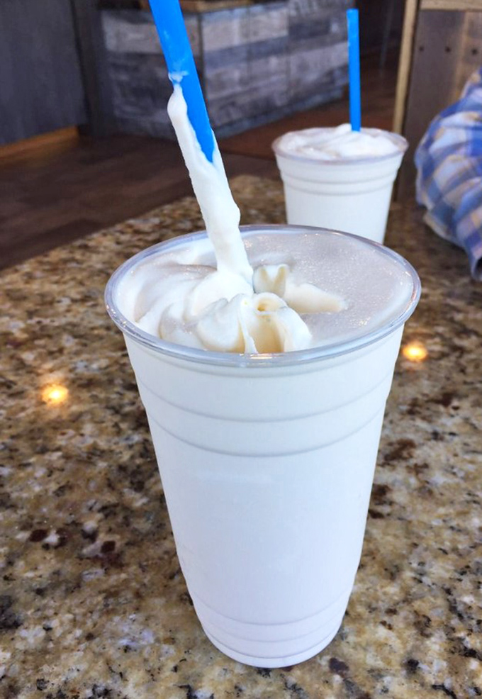 Milkshakes so thick they defy gravity and physics. The straw stands at attention, a soldier ready for the sweet battle ahead.