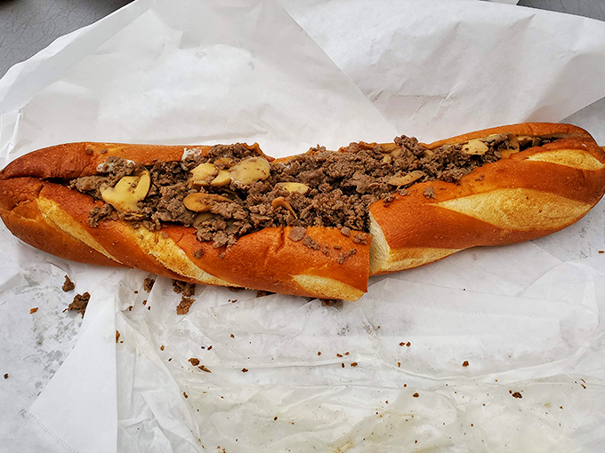 The cheesesteak in its most evolved form&mdash;tender beef mingling with mushrooms and melted cheese on a roll that somehow defies the laws of sandwich physics.