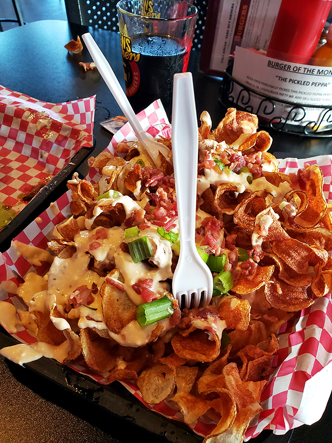 Loaded chips that laugh in the face of moderation. Every bite delivers a symphony of cheese, bacon, and green onion.