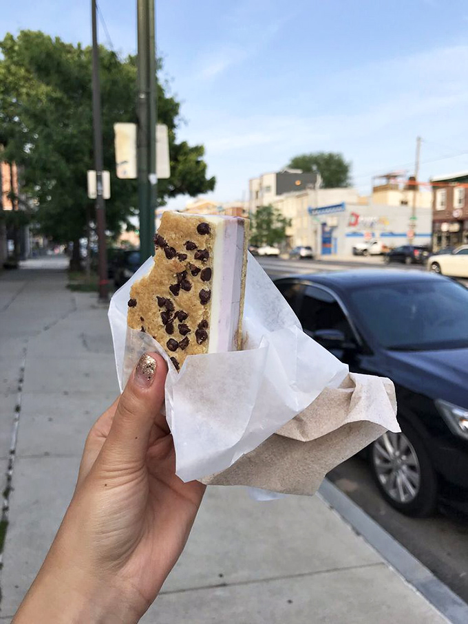 Not just an ice cream sandwich&mdash;it's architecture you can eat. The cookie-to-cream ratio here deserves a Nobel Prize in deliciousness. 