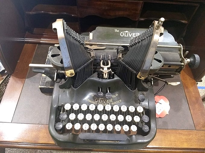 Before autocorrect, there was the Oliver. This magnificent mechanical typewriter stands ready to clack out the Great American Novel&mdash;no Wi-Fi password required. 