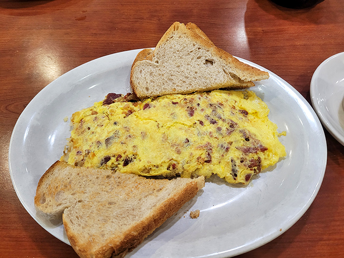 An omelet that doesn't skimp on fillings&mdash;proof that breakfast can be both a work of art and a delicious way to fuel your Pennsylvania adventures.