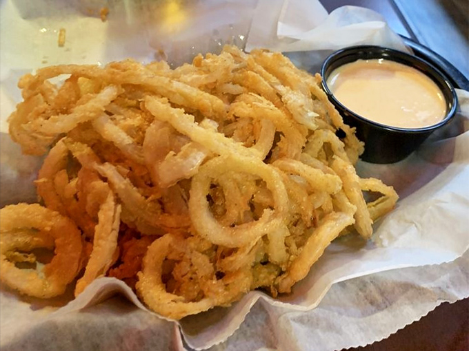 These aren't just onion straws&mdash;they're golden, crispy tangles of joy that somehow make the perfect vehicle for that creamy dipping sauce.