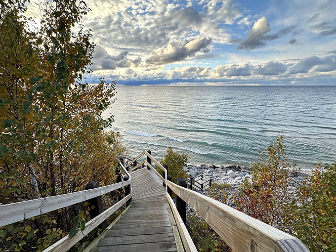 The wooden stairway to Lake Michigan heaven &ndash; where the journey down is filled with anticipation and the climb back up counts as your workout.