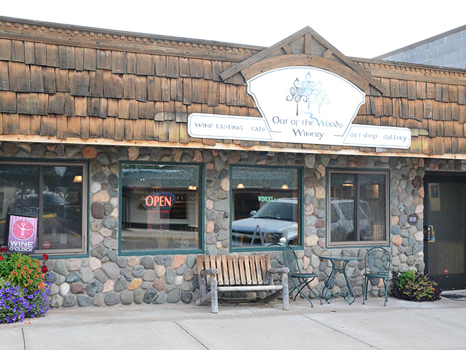 Out of the Woods Winery welcomes visitors with rustic Northwoods charm, offering locally-crafted wines that capture Wisconsin's fruit-growing prowess.