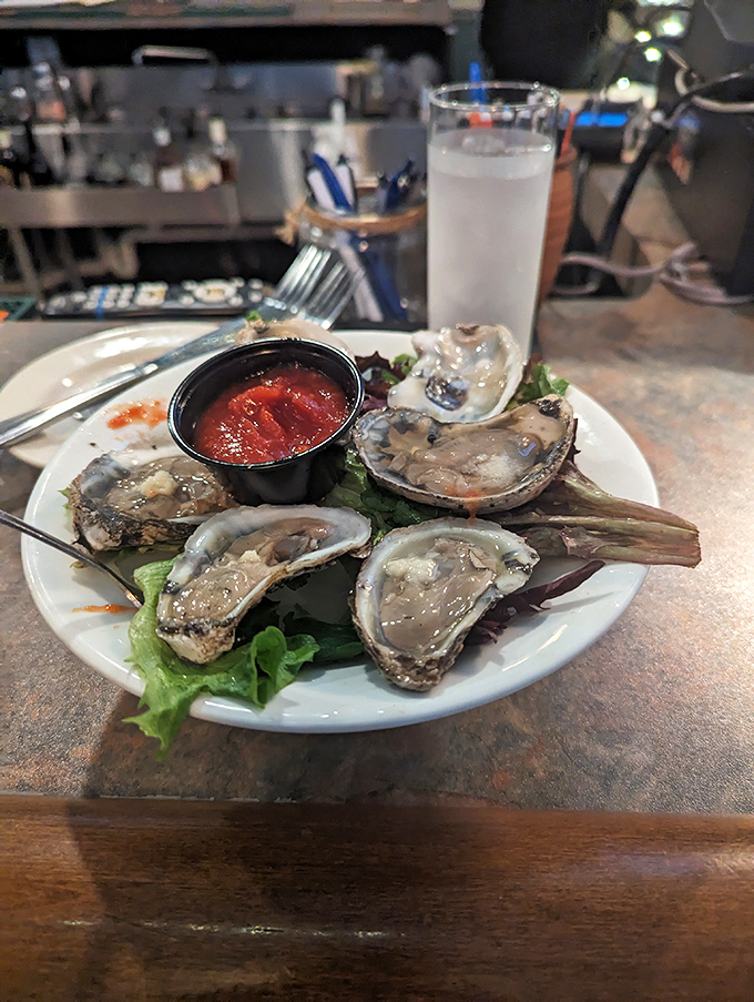 Fresh oysters that taste like they were plucked from the ocean this morning. The briny treasures sit proudly on their bed of ice, just waiting for a squeeze of lemon.