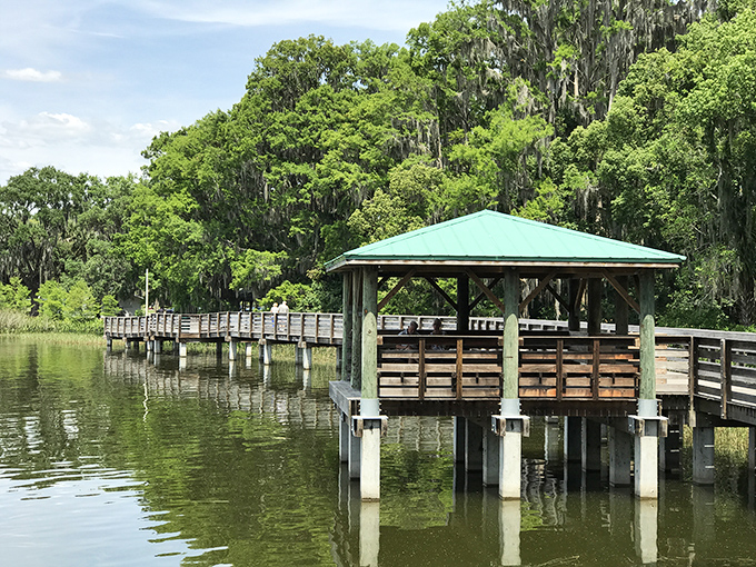 This lakeside gazebo and boardwalk at Palm Island Park offers the kind of tranquil water views that make you want to cancel all your afternoon appointments.