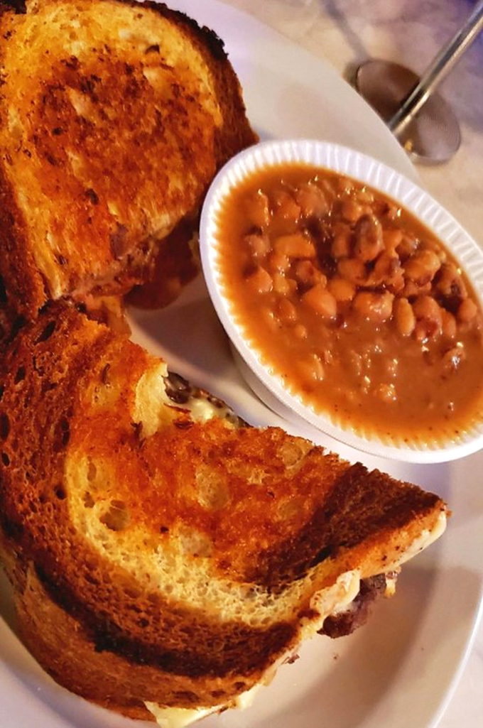 A grilled cheese and beans that would make your grandmother nod in approval – comfort food that speaks the universal language of "mmmmm."
