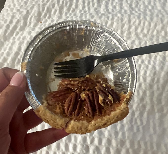 The pecan pie &ndash; a sweet revelation in an aluminum vessel. Those toasted nuts and gooey filling create a dessert worth crossing state lines for.