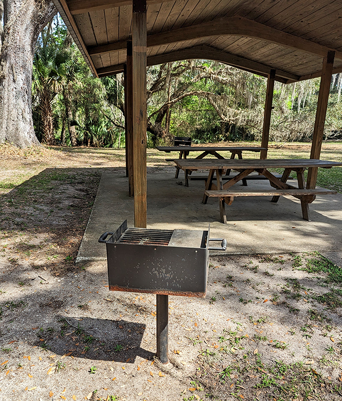Picnic paradise with a side of serenity. These rustic tables offer the perfect spot to refuel after exploring, complete with grill for those who prefer burgers with their birdsong.