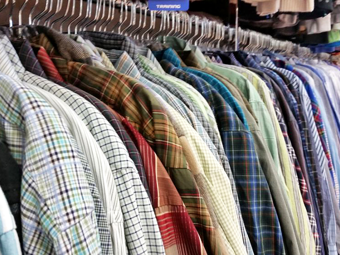 The plaid parade! A rainbow of button-downs that proves one shopper's "so last season" is another's "vintage-inspired collection."