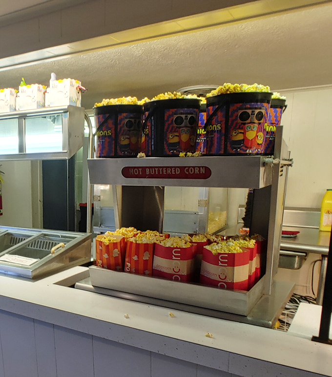 Movie theater popcorn perfection &ndash; buttery, golden mountains waiting to be devoured during coming attractions. Cinema's most essential companion.