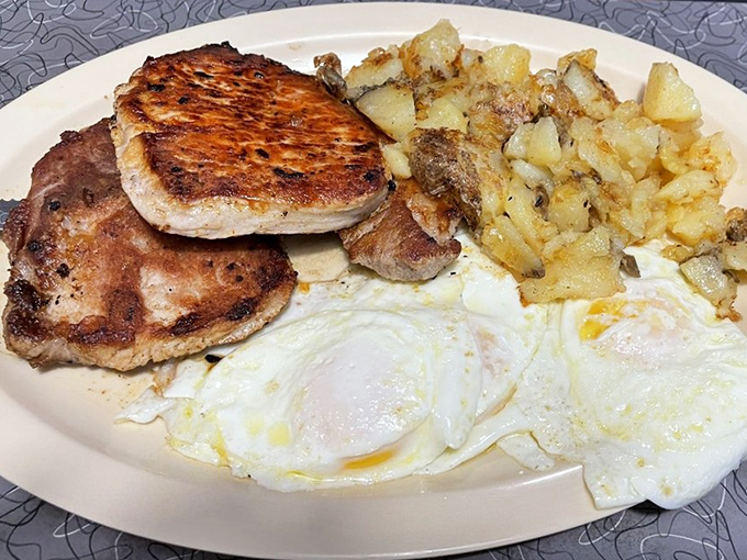 Pork chops and eggs&mdash;the breakfast of champions who plan to skip lunch, nap at noon, and regret nothing.
