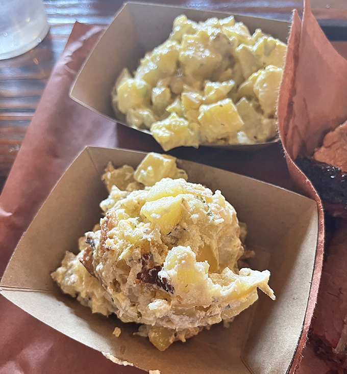 Potato salad and something creamy&mdash;comfort food conspirators plotting to make you forget your diet resolutions with every heavenly bite.