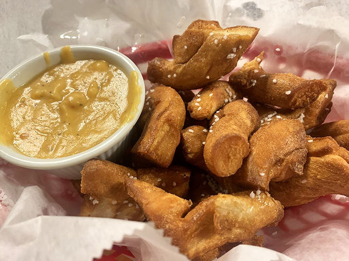 Golden-brown pretzel nuggets with mustard dip&mdash;the perfect beer companion that somehow makes you thirstier with every delicious, salty bite.