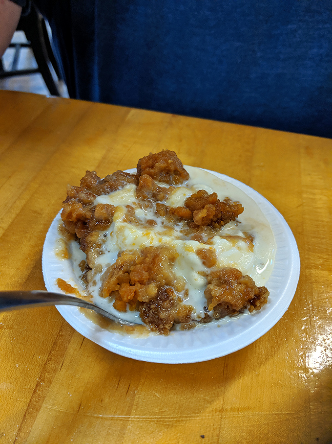 Not your average dessert&mdash;this creamy concoction with crunchy topping might be worth the extra mile on tomorrow's walk. Calories don't count when they taste this good.