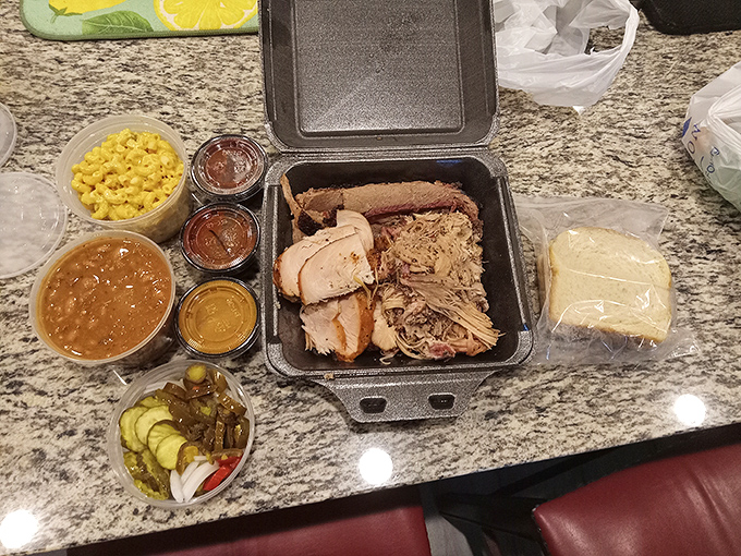 A BBQ sampler that makes you question why you ever wasted stomach space on lesser foods. Meat diversity at its finest!