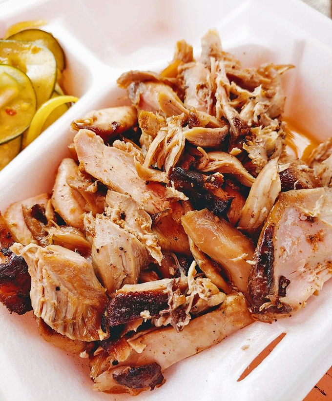 Pulled chicken that makes you question why you ever bothered with other proteins. Those pickle slices aren't just garnish&mdash;they're essential supporting actors.