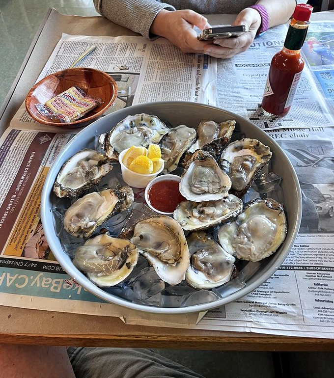 These oysters aren't just fresh&mdash;they're still contemplating their life choices. A squeeze of lemon, a dash of cocktail sauce, and pure oceanic bliss follows.