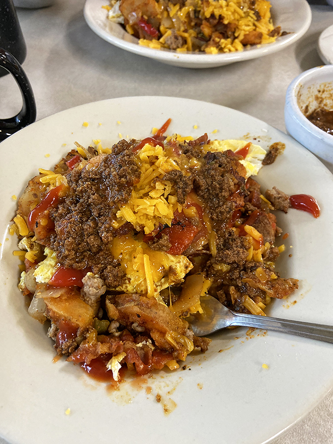 Erie's answer to poutine: a glorious mess of fries, meat sauce, and melted cheese that demands both a fork and zero shame.