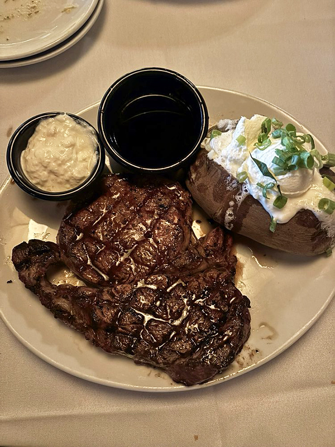 A ribeye so perfectly seared, it could convert a vegetarian back to the dark side.