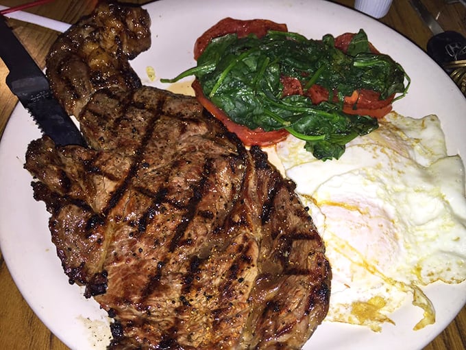 This isn't just steak and eggs &ndash; it's a carnivore's morning masterpiece with a side of vibrant greens. Protein paradise, Tallahassee style.
